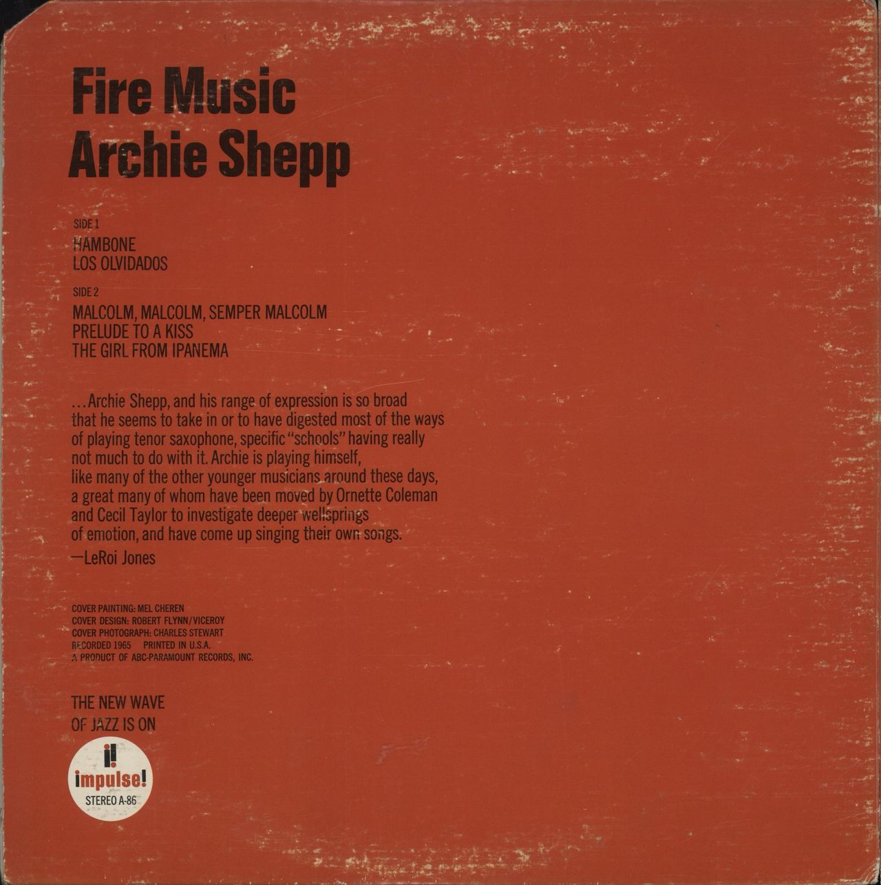 Archie Shepp Fire Music - Green & Blue label US Vinyl LP — RareVinyl.com