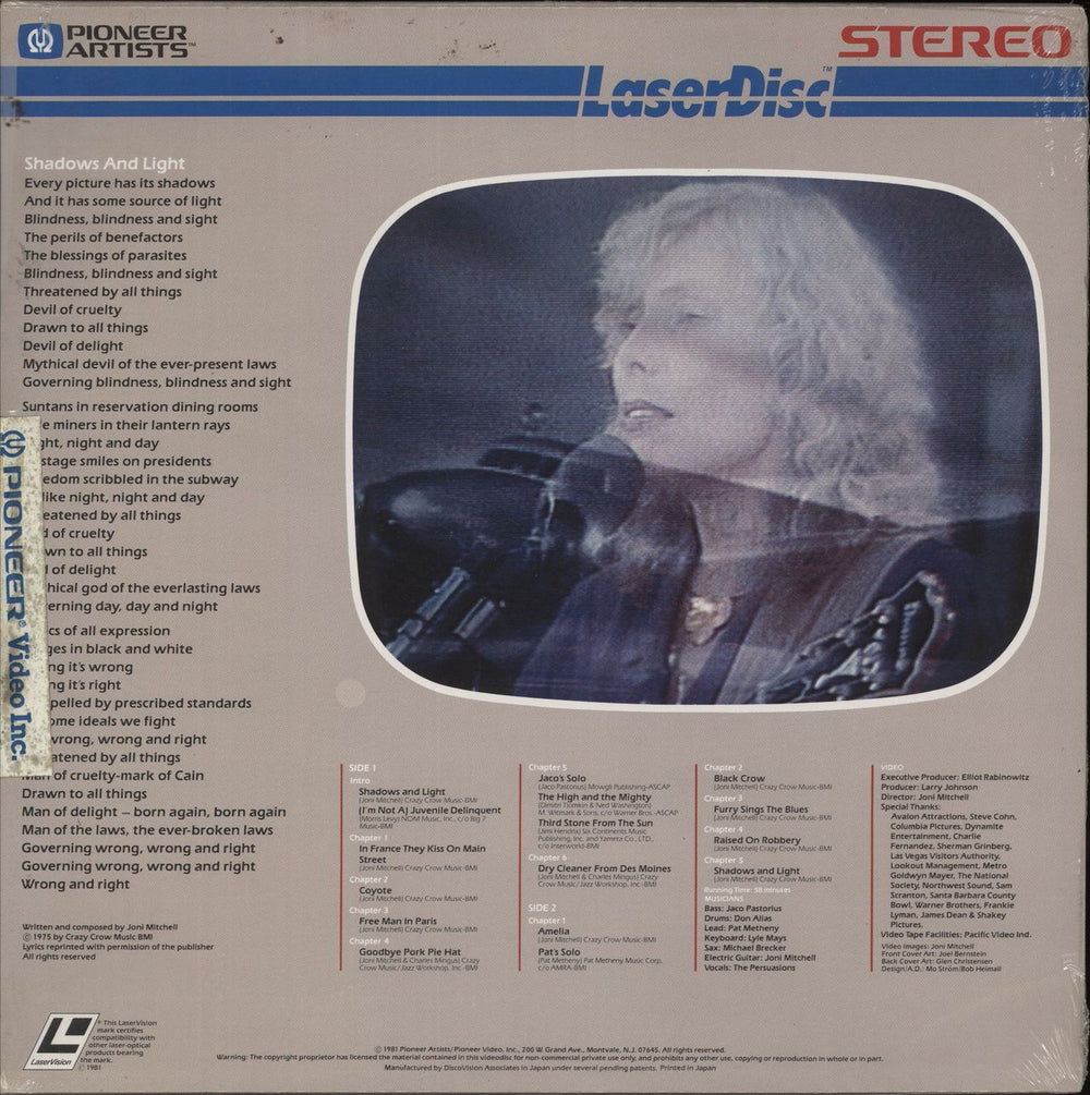 Joni Mitchell Shadows And Light - Sealed US Laserdisc — RareVinyl.com