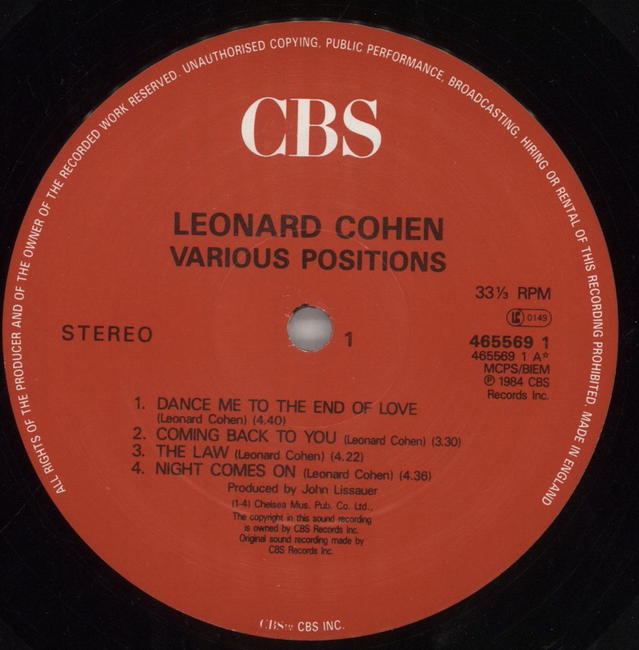 Leonard Cohen Various Positions German Vinyl LP — RareVinyl.com