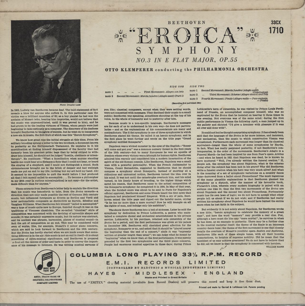 Ludwig Van Beethoven Symphony No. 3 'Eroica' - 3rd UK Vinyl LP ...